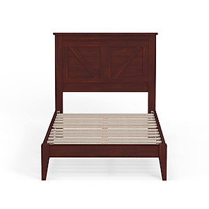 Glenwillow Home Farmhouse Solid Wood Platform Bed in Twin - Classic Cherry