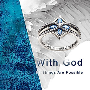 YFN Cross Ring Vintage Tone Sterling Silver With God All Things Are Possible CZ Band Rings Size 7