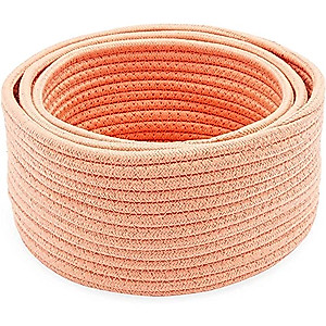 Farmlyn Creek Cotton Woven Baskets for Storage, Peach Organizers (3 Sizes, 3 Pack)