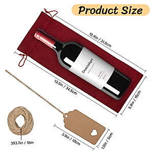 Burlap Wine Bags for Wine Bottles Gifts - 12Pcs Burlap Wine Gift Bags with Drawstrings, Tags & Ropes, Reusable Bottle Gifts Bag for Wedding, Christmas, Wine Party, Travel, Home Storage