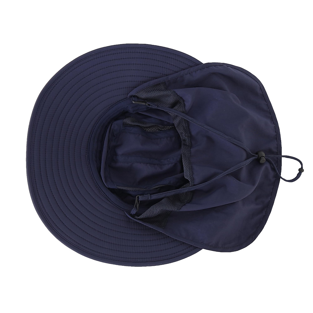 Home Prefer Mens UPF 50+ Sun Protection Hat Wide Brim Fishing Hat with Neck Flap (Navy Blue)