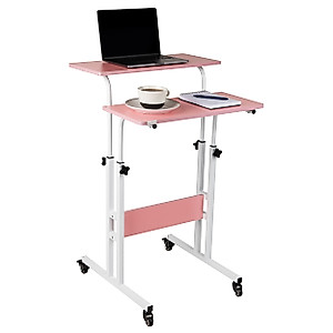 Mind Reader Standing Desk, 15" L x 22" W x 39" H, Pink