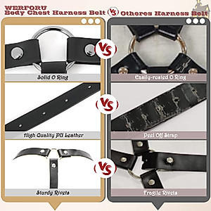 WERFORU Women Body Punk Waist Belt Adjustable Black PU Leather Belt