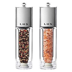 Salt And Pepper Grinder Set Adjustable Ceramic Salt And Pepper Shakers Pepper Mill Grinder Refillable Spice Grinder Glass pepper mill Seasoning Grinders Pepper Mill & Salt Mill