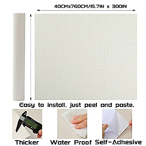 LOVADA Peel and Stick Wallpaper Beige Grass Cloth Wall Paper - 15.7 x 300 Inch Self Adhesive Wallpaper Peel and Stick, Easy to Paste Wall Contact Paper for Stand Liner, Table and Door Makeover Decor