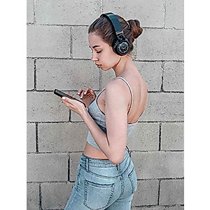 Riwbox WT-8S Bluetooth Headphones, LED Light Up Wireless Headphones Over Ear Hi-Fi Stereo Foldable Wireless/Wired Headsets with Mic and TF-Card Compatible for iPhone ipad Kindle Laptop TV (Black)