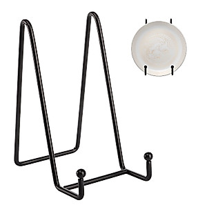 Hedume 8 Pack Iron Display Stand, 6 Inch Black Metal Easel Plate Display Photo Holder Stand, Picture Frame Holder Stand for Decorative Plate, Book, Photo Easel