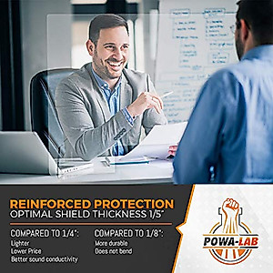 Clear Acrylic Plexiglass Sneeze Guard 36"W x 24"H - Protective Plastic Window Barrier Screen and Shield - Freestanding Portable Germ Protection Shields for Office Desk, Counter, Table and Nail Salon