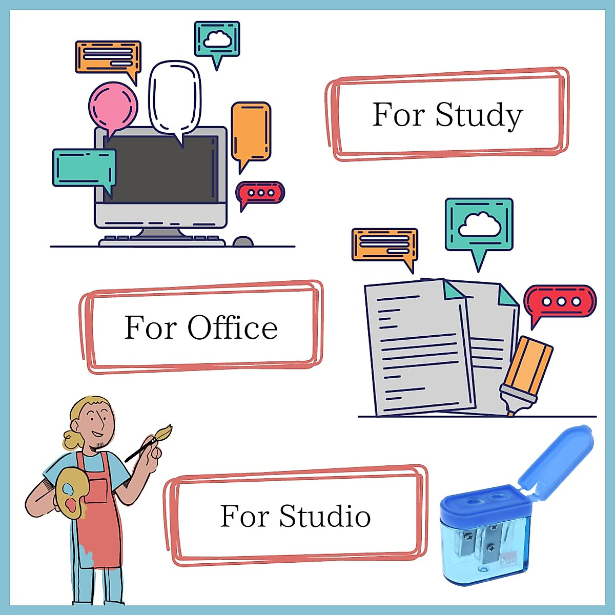 Sun-Star Stationery Double Pencil Sharpener (Blue) [Sect] (Japan Import)