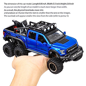 SASBSC Toy Pickup Trucks for Boys F150 Raptor Diecast Metal Model Car with Sound and Light for Kids Age 3 Year and up Blue