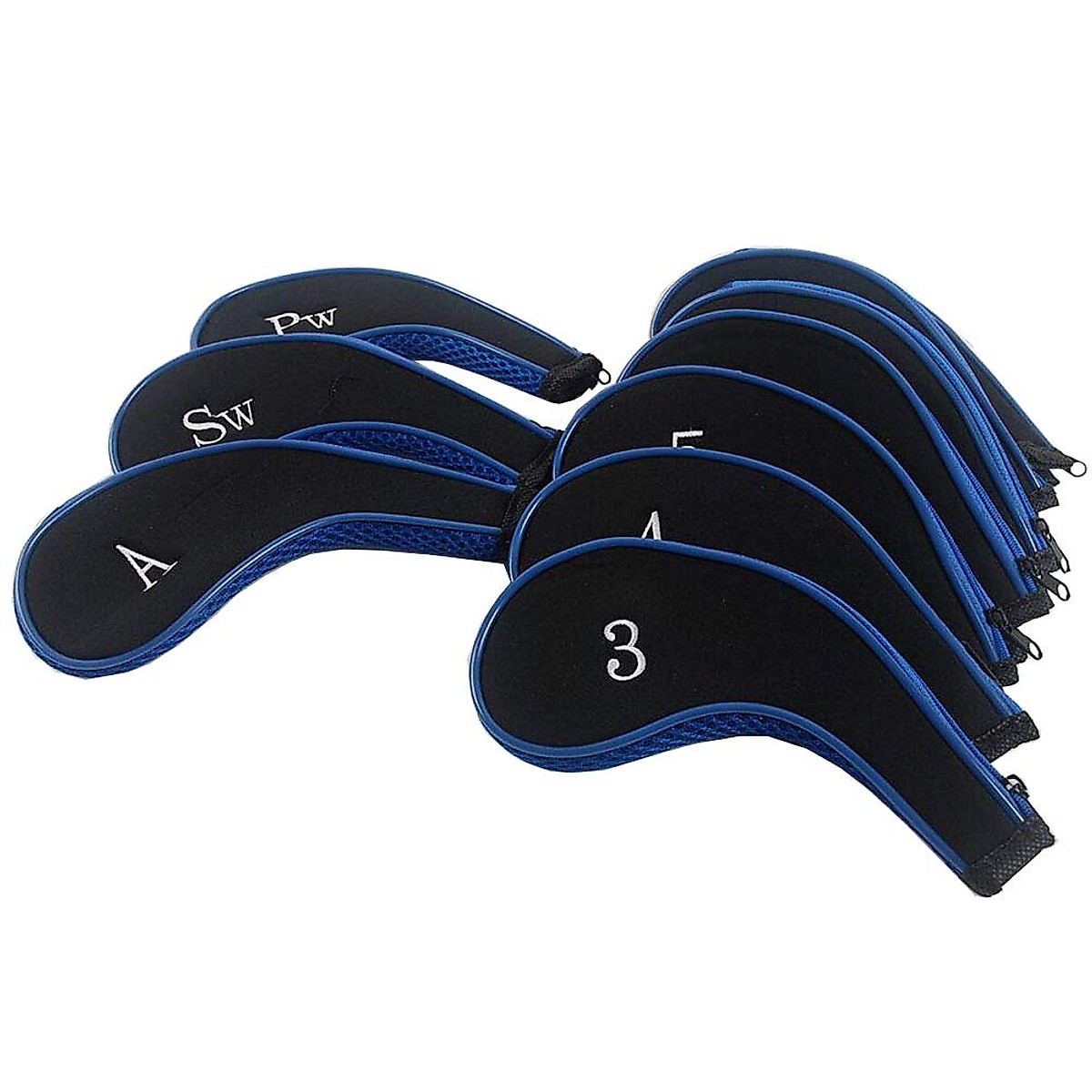 VideoPUP 10PCS Golf Iron Head Covers Long Neck Iron Zippered Golf Club Headcovers Protect Set