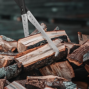 Heavy Duty Fire Tong and Fire Poker Set with Wood Insulation Handle Fireplace Poker Grabber with Blow, firewood Grabber Tool for Wood-Burning Fire Pit or Fireplace Suitable for Solo Firepit