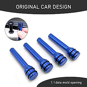 Slykew 4 PCS Car Door Lock Knobs, 0.47" x 1.93" Aluminum Alloy Inner Door Lock Pull Pins, Automotive Inner Door Pull Pins Decor, Suitable for Most Cars SUVs Accessory (Blue)