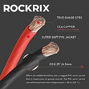 ROCKRIX True 8 Gauge Complete AMP Wring Kit Amplifier Installation Wiring Kit for Car Audio System