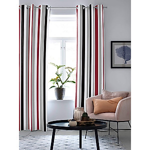 BABE MAPS Customized Window Curtains Panel 84 inch Length 2 Panels Modern Window Treatment Drapes for Bedroom Living Room - Vertical Stripes Black White Red Grey