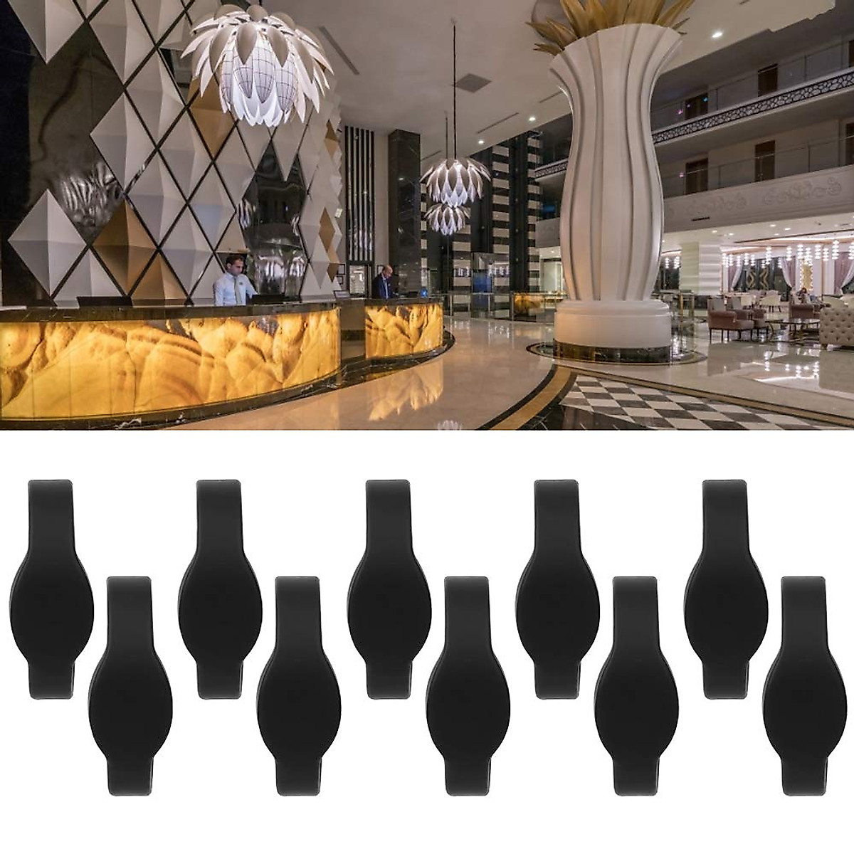 RFID Card Reader, Contactless RFID Proximity Smart Card, RFID Wristband Silicone Bracelet Waterproof IC Card for Swimming Pool Sauna Room (10pcs)(Black)