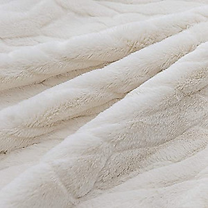 GLORY SEASON Comfy Warm Blanket Faux Fur Throw Blanket Fuzzy Ultra Soft Cozy Fluffy Blanket for Bed Couch and Living Room Sofa,Chair,50x60 inches Off White