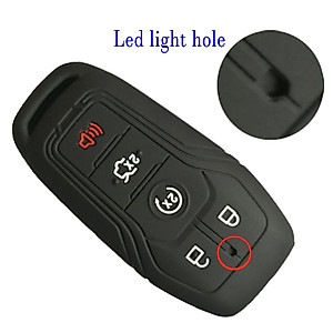 Qty(2) Alegender 5 Buttons Rubber Smart Key Cover Jacket Glove Holder for Ford Fusion Explorer F-150 Mustang Lincoln MKZ MKC Fob Remote