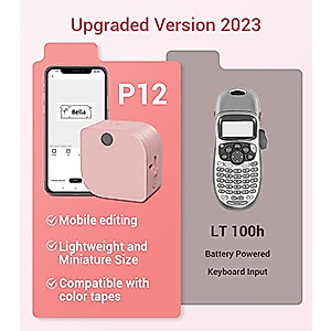Phomemo Label Makers - Label Maker Machine with Tape P12, Bluetooth Label Maker for Home Organization, Mini Label Printer with Tape 12mm x 4m, Sticker Maker Support Color Printing and Font, with Label