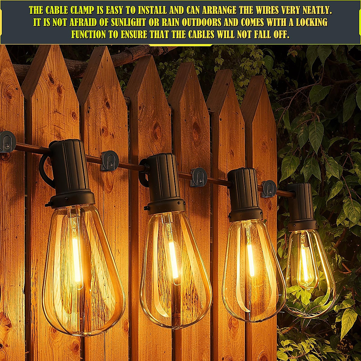 Lewufe Outdoor String Lights Hangers, Christmas Light Clips, Lights Hanger Hooks for Hanging Christmas Light, Fairy Lights, Outdoor Patio Lights, 30 Pack, Black