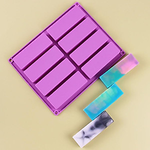 AFINSEA 3 PCS Granola Bar Mold Silicone Mold,Rectangle Cereal Energy Bar Mold Butter Mold for Ganache, Chocolate Bar, Truffles, Cheesecake, Pudding(8-Cavity)