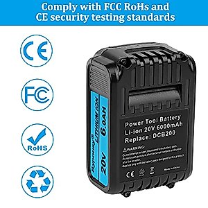 UADCA 2 Pack 6.0Ah 20 Volt Replacement Battery for Dewalt 20V Battery Compatible with Dewalt 20 Volt Max XR DCB205 DCB204 DCB206 DCB205-2 DCB200-2 DCB180 DCB200 DCD DCF DCG Cordless Power Tools