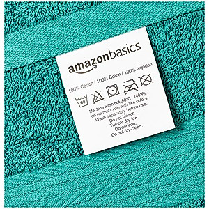 Amazon Basics Fade-Resistant Cotton Hand Towel - 6-Pack, Teal