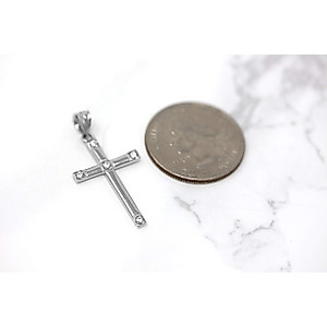 CaliRoseJewelry 14k Classy Elegant Diamond Simple Cross Charm Pendant in White Gold