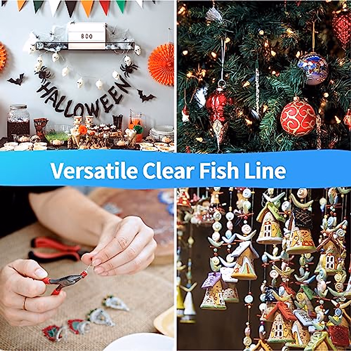 Clear Fishing Wire, 1640FT Fishing Line Clear Invisible Hanging Wire Strong Nylon String Supports 40 Pounds for Balloon Garland Hanging Decorations