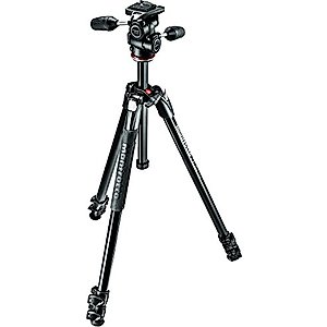 Manfrotto 290 Xtra Aluminum 3-Section Tripod Kit with 3-Way Head (MK290XTA3-3WUS) , Black