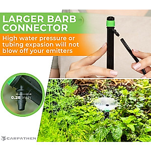 CARPATHEN Drip Irrigation Emitters Vortex - 100 pcs Drip Sprinkler Head for 1/4 inch Drip Irrigation Tubing + 1/4 Drip Irrigation Tubing - 100 ft Black Drip Irrigation Hose