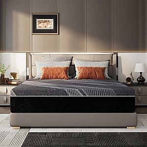 Dyonery California King Mattress 12 Inch Charcoal Memory Foam Mattress in a Box, CertiPUR-US Certified Fiberglass Free, Cooling Gel Double Mattress, Made in USA, 84" × 72" × 12", Medium