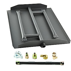 Dreffco 23" Triple Gas Burner for Indoor Vented Gas Fireplace Complete with Connection Kit for Either NG or LP. Now Includes a Bonus Bag of Glowing Embers!