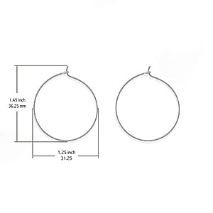 Boma Jewelry Sterling Silver Wire Hoop Earrings (1 1/4 Inch Hoop)