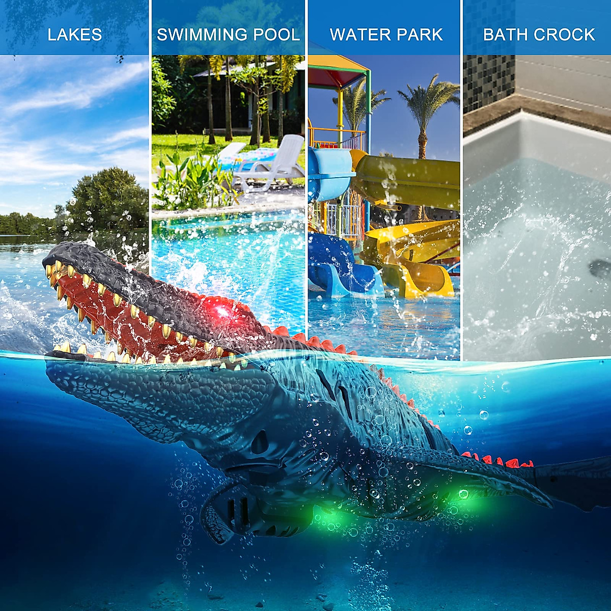 Aomifmik Remote Control Dinosaur Toys for Kids, 2x1000mAh RC Boat Mosasaurus Water Toys for Swimming Pool Bathroom, Birthday Gifts for 3 4 5 6 7 8-12 Year Old Boys Girls Christmas (Mosasaurus)