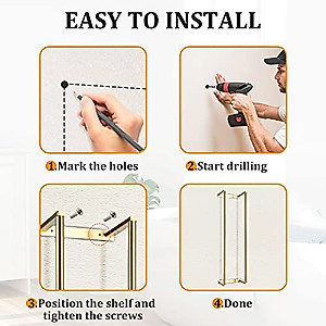 Birosnsy Towel Racks for Bathroom Wall Mounted Rolled Towel Holders Towel Storage Organizer for Small Bathroom Mounted Towel Rack Holds Hand Towels Robes Towels Washcloths in Bathroom/RV/Camper Gold