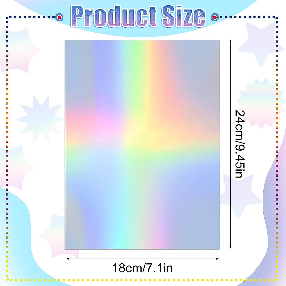 60 Sheet 9.5" x 7" Metallic Holographic Card Stock Iridescent Glitter Mixed Colored Card Stock Shiny Reflective Mirror Paper Foil Mirror Cardstock for DIY Poster Crafts Scrapbook