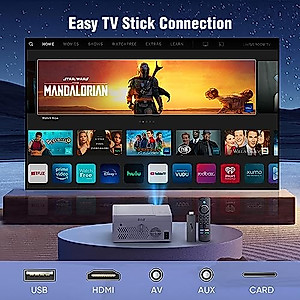 TMY Bluetooth Projector with DVD Player Built in, 1080P Outdoor Projector, Mini Portable DVD Projector Compatible with Smartphone/PC/TV Stick/HDMI/AV/USB/TF, indoor & outdoor use