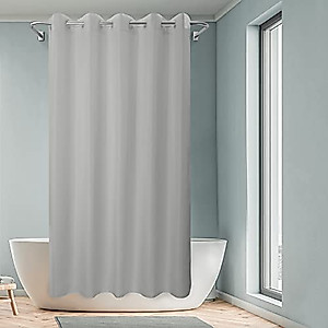 Extra Long No Hook Grey Shower Curtain or Liner Soft Microfiber - 84" Length Fabric Shower Curtain Liner Set, Machine Washable & Water Repellent, Gray, 71x86