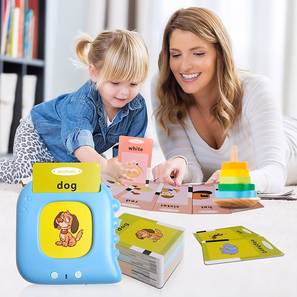 Talking Flash Cards Learning Toys for 1-6 Year Old Boys Girls, Toddlers Educational Speech Therapy Toys with 112 Pcs Flashcards 224 Words, Preschool Montessori Toys and Birthday Gift for Kids (Blue)