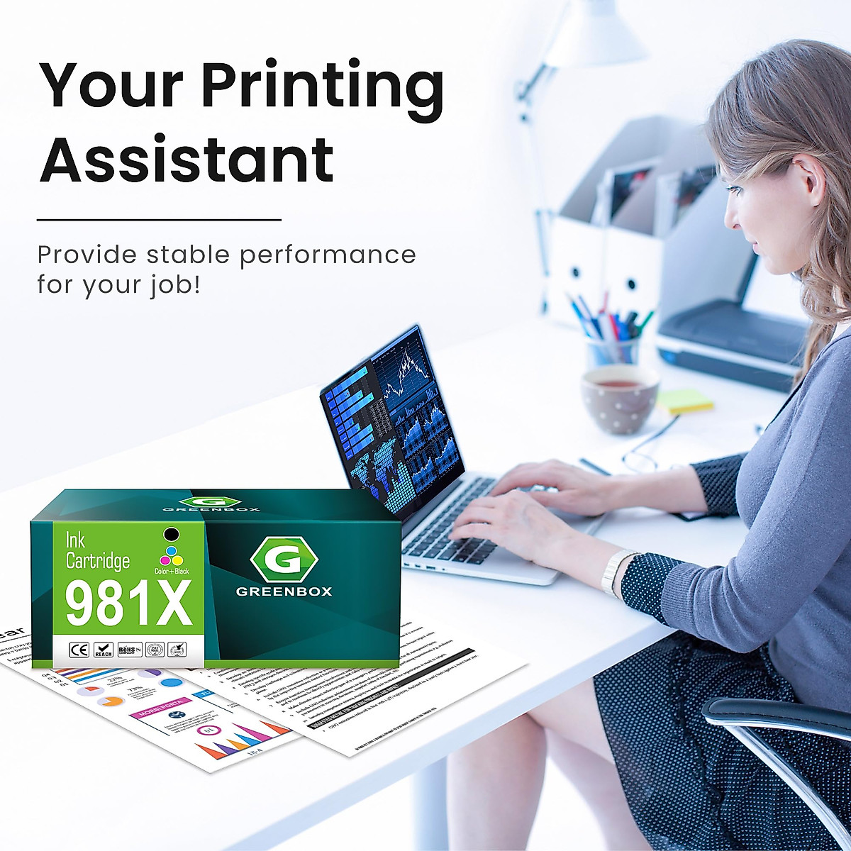 GREENBOX Remanufactured 981X Ink Cartridge Replacement for HP 981X for HP PageWide Enterprise Color 556, 556dn, 556xh, MFP 586, MFP 586z, MFP 586dn, MFP 586f (4 Pack)