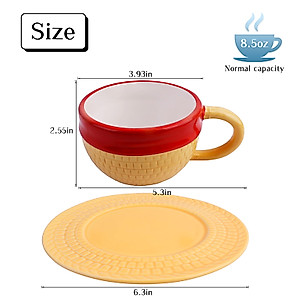 HACOCOLA Anime Ceramic One Piece Coffee Mugs Merch, Luffy Straw Hat Manga Milk Tea Cup Collection Gift Set for Anime Lovers (Luffy)