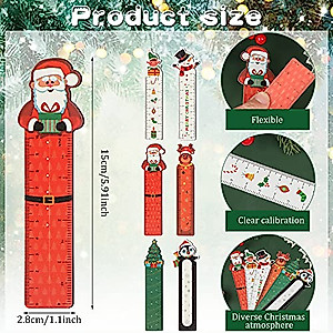 60 Pcs Christmas Bookmark Rulers Christmas Tree Bookmark Rulers Snowman Santa Christmas Tree Elf Penguin Elk Animal Design Funny Bookmarks Rulers Christmas Themed Prints Christmas Presents for Student