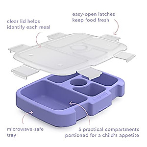 Bentgo® Kids Prints Tray with Transparent Cover - Reusable, BPA-Free, 5-Compartment Meal Prep Container with Built-In Portion Control for Healthy Meals At Home & On the Go (Carousel Unicorns)