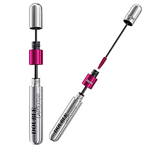 FARMASI Double Lash Extend Mascara, Eyelash Lengthening Applicator, Natural Lengthening and Thickening Effect No Clumping, Buildable, Defining, Curling, 0.41 fl. Oz / 12 ml (Black)