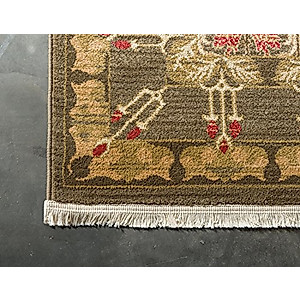 Unique Loom Edinburgh Collection Classic Oriental Traditional French Country Inspired Border Design Area Rug, 5 x 8 ft, Brown/Beige
