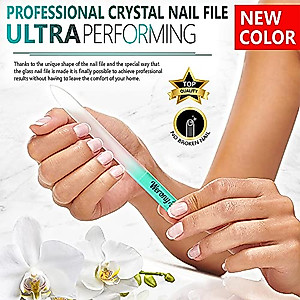 Nail File - Glass Nail File with Case - SEA COLOR - Premium Fingernail Files for Professional Manicure Nail Care - Crystal Nail File - Nail Files for Natural Nails