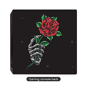 Skeleton Hand Holding Rose Sticker for P-S4 Controller Full Protective Skin Cover Design Wrap Decal Sticker Compatible with P-S4 Print