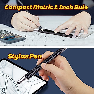 7 in 1 Multitool Pen, Multitool Tech Tool Pen for Men, Aluminum Construction Tools Gadget Stocking Stuffers Gifts for Dad Husband Father - Silver
