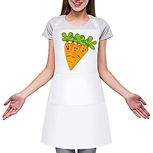 Adjustable Bib Apron with 2 Pockets Funny Garden Carrots Chef Kitchen Cooking Aprons for Women Men Restaurant BBQ Painting